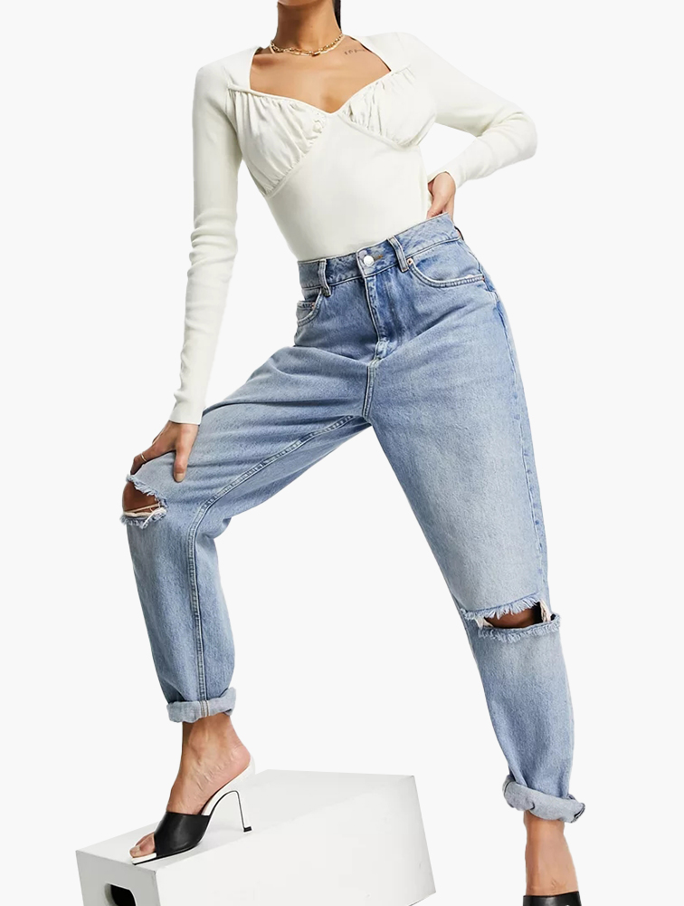 MyRunway | Shop ASOS White Ruched Cup Detail Long Sleeve Top for Women from MyRunway.co.za